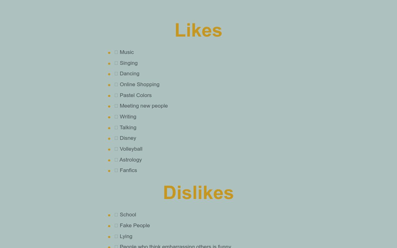 Likes/dislikes
